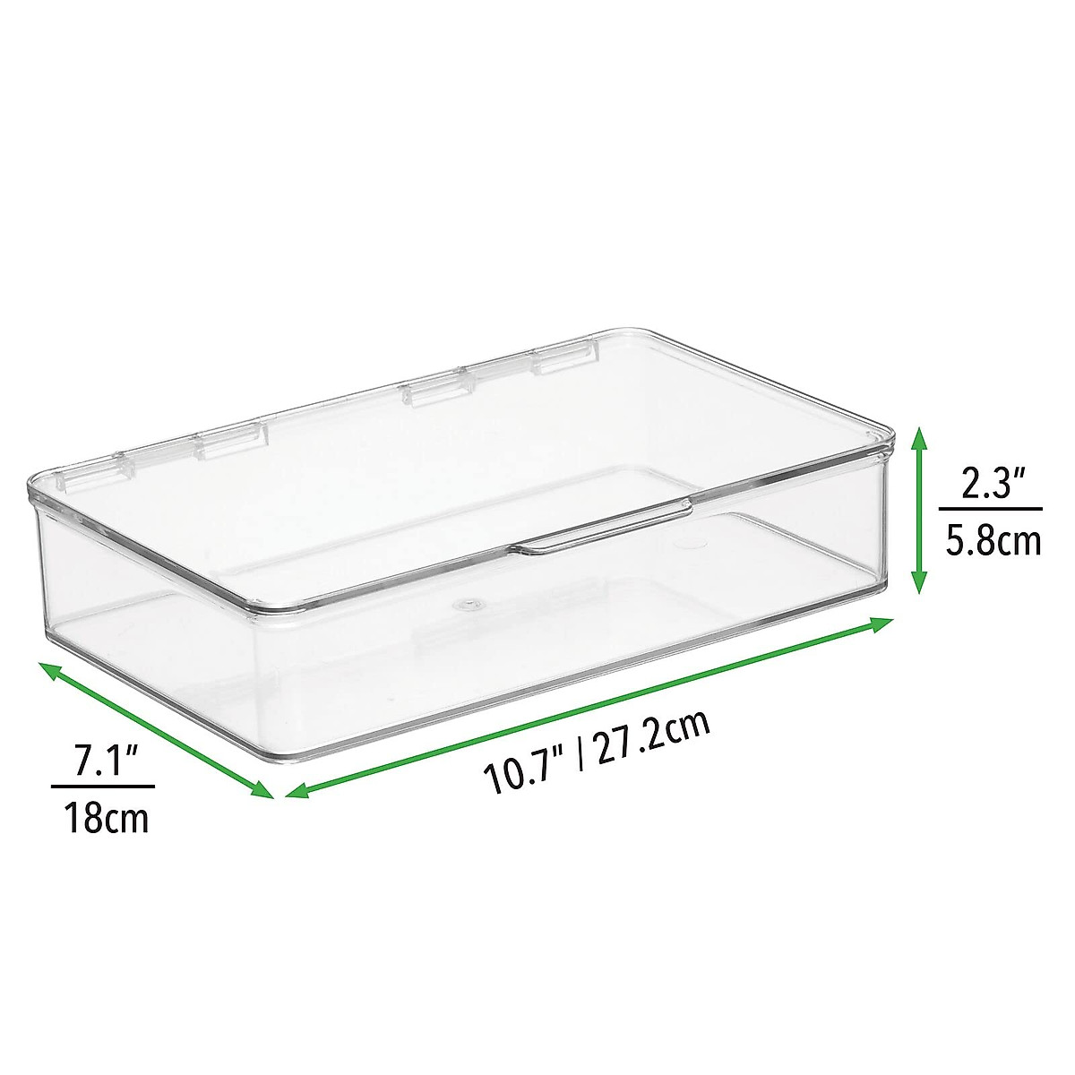 mDesign Shallow Plastic Craft Stackable Storage Organizer w/Hinged Lid - Easy-to-Carry Crayon, Bead, Sewing, Hobby Supply Container - Arts and Crafts Organizer Storage Box - Lumiere Collection, Clear