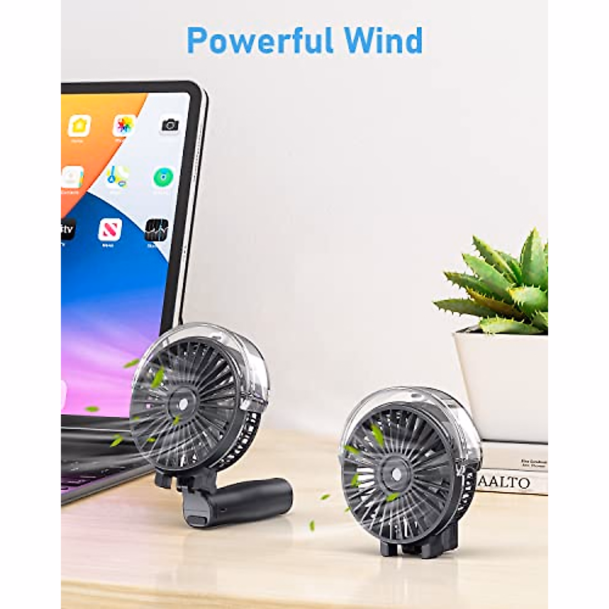 Zuvas Misting Handheld Fan 4800mAh Battery Powered Small Portable Fan with Spray 3 Speed 180°Foldable USB Personal Fan, for Travel Camping Outdoor Sports Neck Lanyard, Black