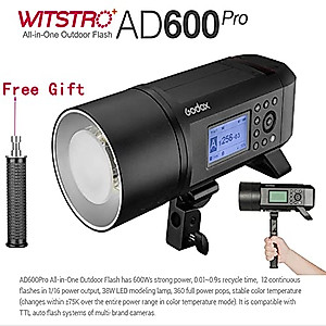Godox AD600 Pro AD600Pro Godox Flash for Canon Nikon Sony Fujifilm Olympus Panasonic Camera,Built-in Godox 2.4G Wireless X System,600Ws TTL Outdoor Flash with Li-ion Battery HSS 1/8000s Strobe Light
