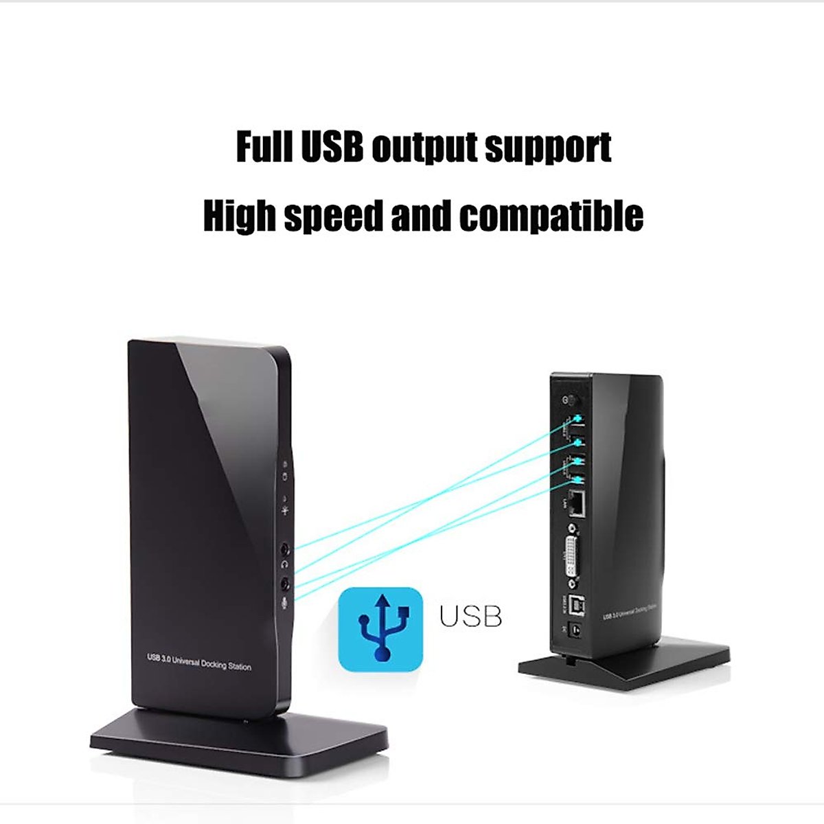 XUNMAIFHB Portable Docking Station,USB3.0 Docking Station Notebook high-Speed Transmission Multi-Function Converter DVI, Gigabit RJ4, Audio Interface, Microphone Interface Fast Transmission