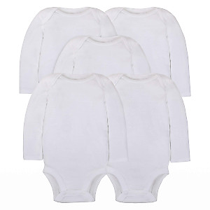Lamaze Organic Baby baby boys Organic 5 Pack Longsleeve Bodysuits Layette Set, Solid White, 12 Months US