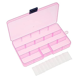 OriGlam 1pcs 17x10CM Plastic Organizer Storage Box with Adjustable Dividers, Jewelry Storage Container Box for Office Supplies Beads Crafts Fishing Tackles (Pink)