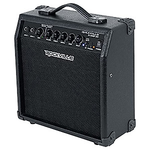 Rockville G 20 Watt Guitar Amplifier Dual Input Combo Amp Bluetooth/Delay, Black