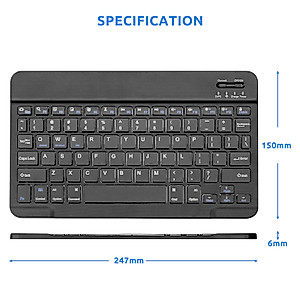 EDIVIA Amazon Fire HD 10 Wireless Keyboard,Universal Slim Portable Bluetooth Keyboard Compatible with Amazon Fire HD 10 Keyboard with Built in Rechargeable Battery,Black