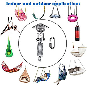 Dakzhou Porch Swing Suspension Kit Hardware, 360° Rotation +30° Hanger and Stainless Steel Springs, 1000 LB Patio Swing Suspension Kit, Sandbag Hanging Chair Hammock