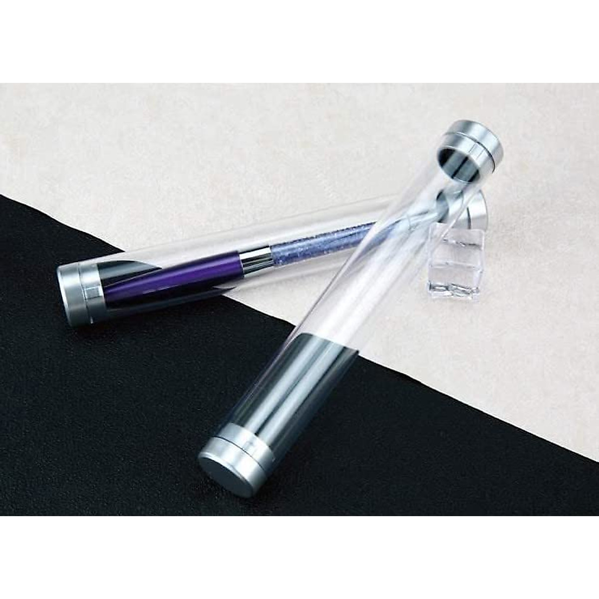 Coshar Transparent Acrylic Cylinder Tube Pen Cases Clear Tube Containers Small Storage Case for School Office Supplies (10pcs)