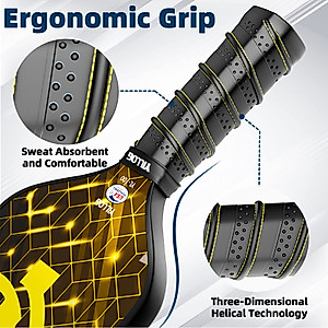 YILLOG Pickleball Paddles,USAPA Approved Pickleball Paddle Set 4,Fiberglass Surface Pickleball Set,4 Pickleball Balls,4 Cooling Towels,Bag,Pickle Ball Paddle Men Women Red/Blue/Green/Yellow