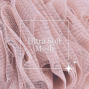 SARAGAN Shower Loofah - Large Exfoliating Bath Sponge - Shower Bath Puff for Men & Women to Lather & Cleanse Skin- Pouf Body Scrubber Made w/ 80g Mesh - Helps Use Less Soap (4-Set Assorted)