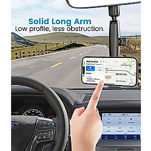 APPS2Car Magnetic Phone Car Mount Transmission Shaft Rearview Mirror Phone Holder for Car [Multi-Pivots 2023 Upgraded] Low Profile Long Arm Strong Magnets Adjustable Angles & Heights for All Phones
