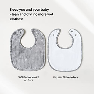 Konssy Muslin Baby Bibs 6 Pack Baby Bandana Drool Bibs Soft Cotton for Unisex Boys Girls, Absorbent Solid Colors Drool Bibs Set for Teething and Drooling