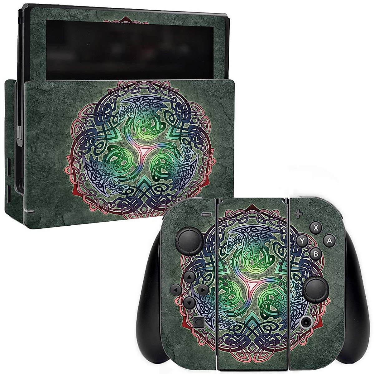 MightySkins Skin Compatible with Nintendo Switch - Celtic Dragon | Protective, Durable, and Unique Vinyl Decal wrap Cover | Easy to Apply, Remove, and Change Styles | Made in The USA