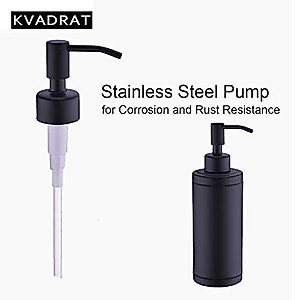 Black Soap Dispenser with Pump, Kmeino Stainless Steel Countertop Soap Dispenser Black Bottle 10 Oz, 300 ML Liquid Bottle for Kitchen Bathroom Hand Dish Lotion Dispenser