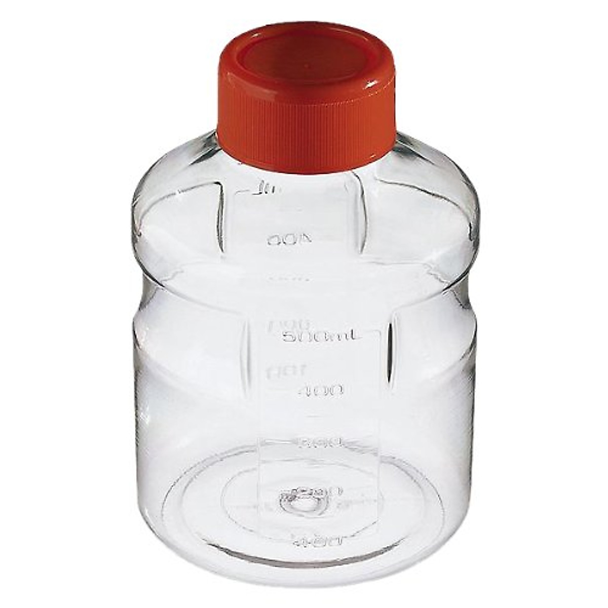 Corning 430518 Polystyrene Cylindrical 1000mL Easy Grip Disposable Storage Bottle, with 45mm Orange HDPE Cap (Case of 24)