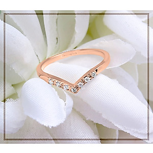 Dazzlingrock Collection 0.10 Carat (ctw) Round White Diamond 7 Stone Chevron Wedding Ring for Her in 14K Rose Gold Size 6