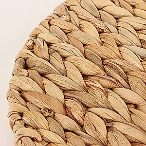 YRMT Water Hyacinth Serving Tray Round Woven Tray with Handles Boho Decorative Tray for Breakfast, Coffee, Table, Dining 13" x 13" x 2.3"