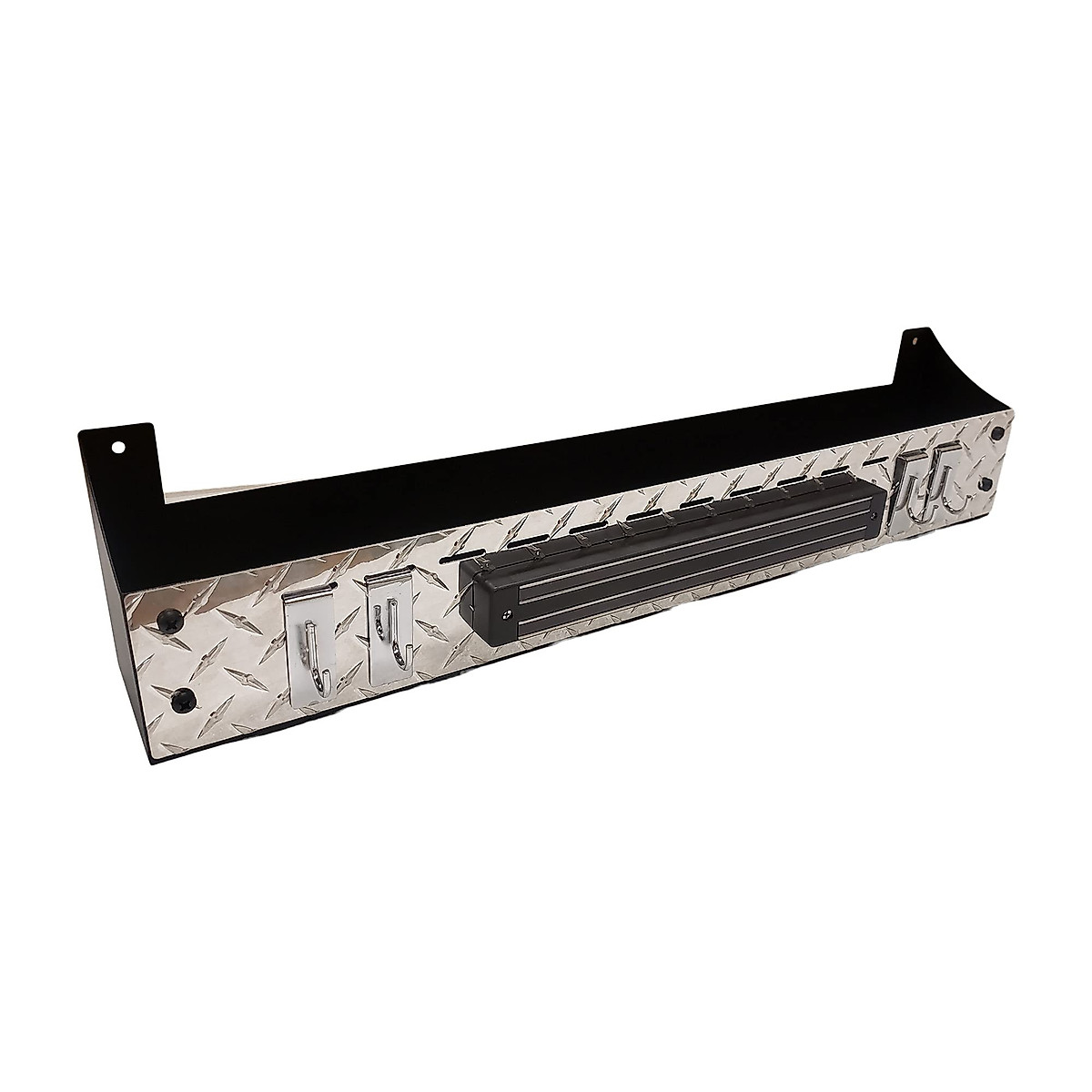 Backyard Life Gear Front Tray with Magnetic Tool Holder and Removable Hooks, Compatible with Camp Chef FTG600 Flat Top Griddle (Diamond Plate Aluminum)