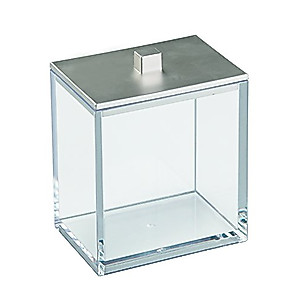 iDesign Clarity Metal Tumbler Makeup Toothbrush Holder for Bathroom, Countertop, Desk, Dorm, College and Vanity, Clear and Brushed, 1 x Canister