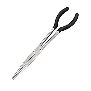 BQKKWIN 1 Piece 11 Inch Long Reach Pliers Set - Long Needle Nose Pliers Sets - Straight, Designed for Mechanics, Technicians, and Contractors| Milled-Jaws | Steel