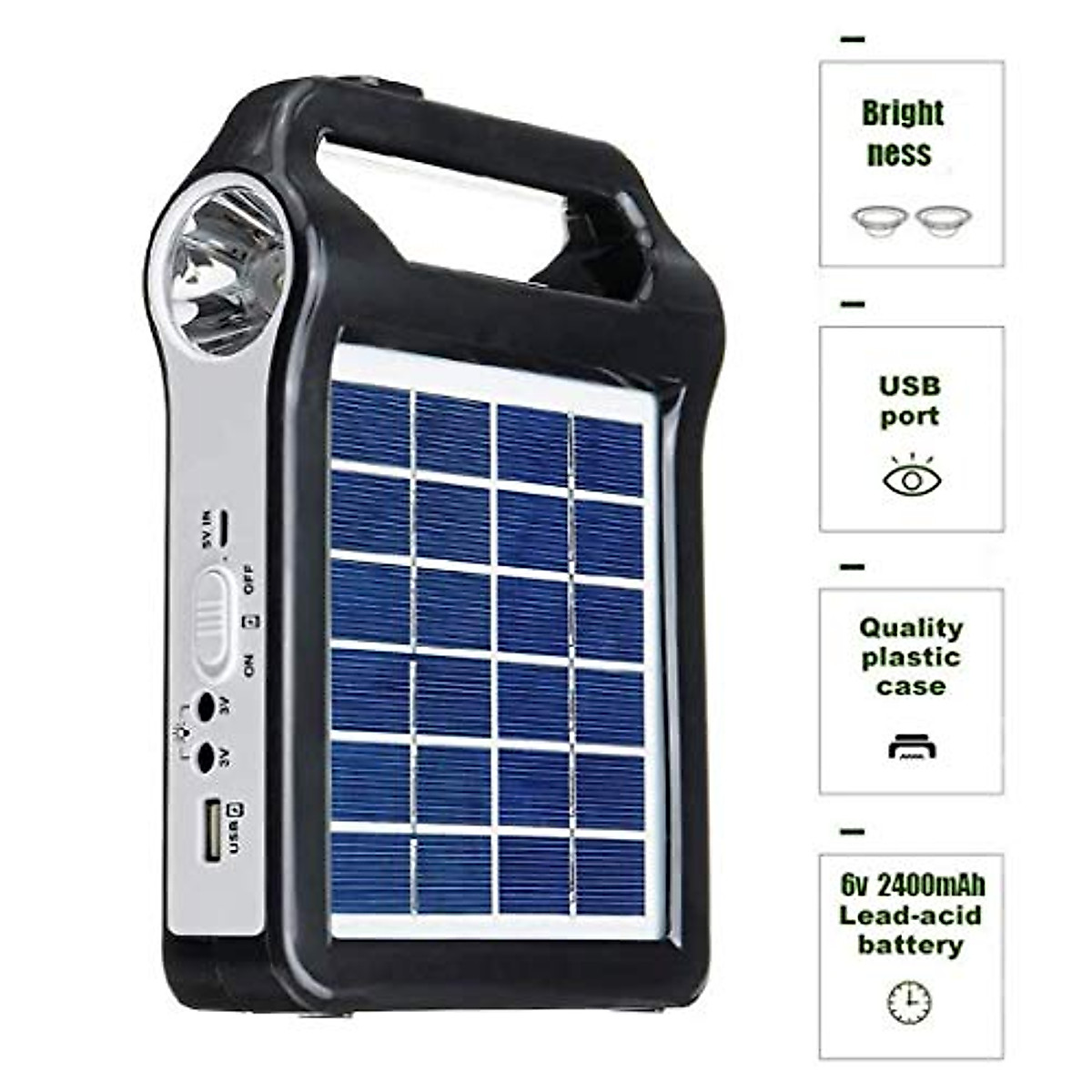 JAY-LONG Portable Solar Generator USB Charger 6V 9W Solar Panel Power Storage Generator Home System Kit Rechargeable