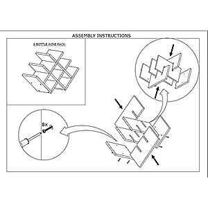 DisplayGifts W Shape 8 Bottle Tabletop Bamboo Wine Rack, WN-WR004