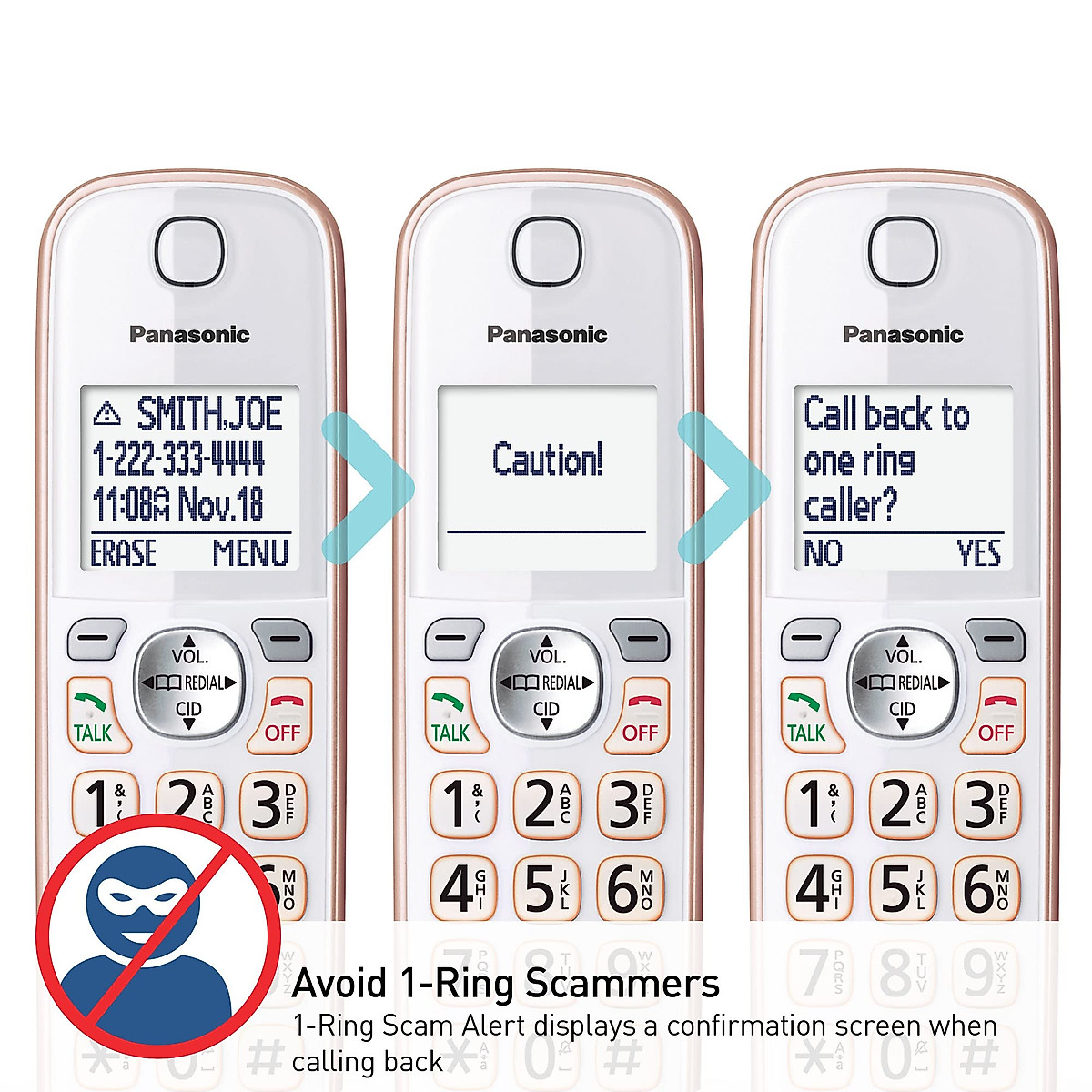 Panasonic Cordless Phone with Link2Cell Bluetooth, Voice Assistant, Answering Machine and Call Blocking, Expandable System with 2 Cordless Handsets - KX-TGD862G (Rose Gold)