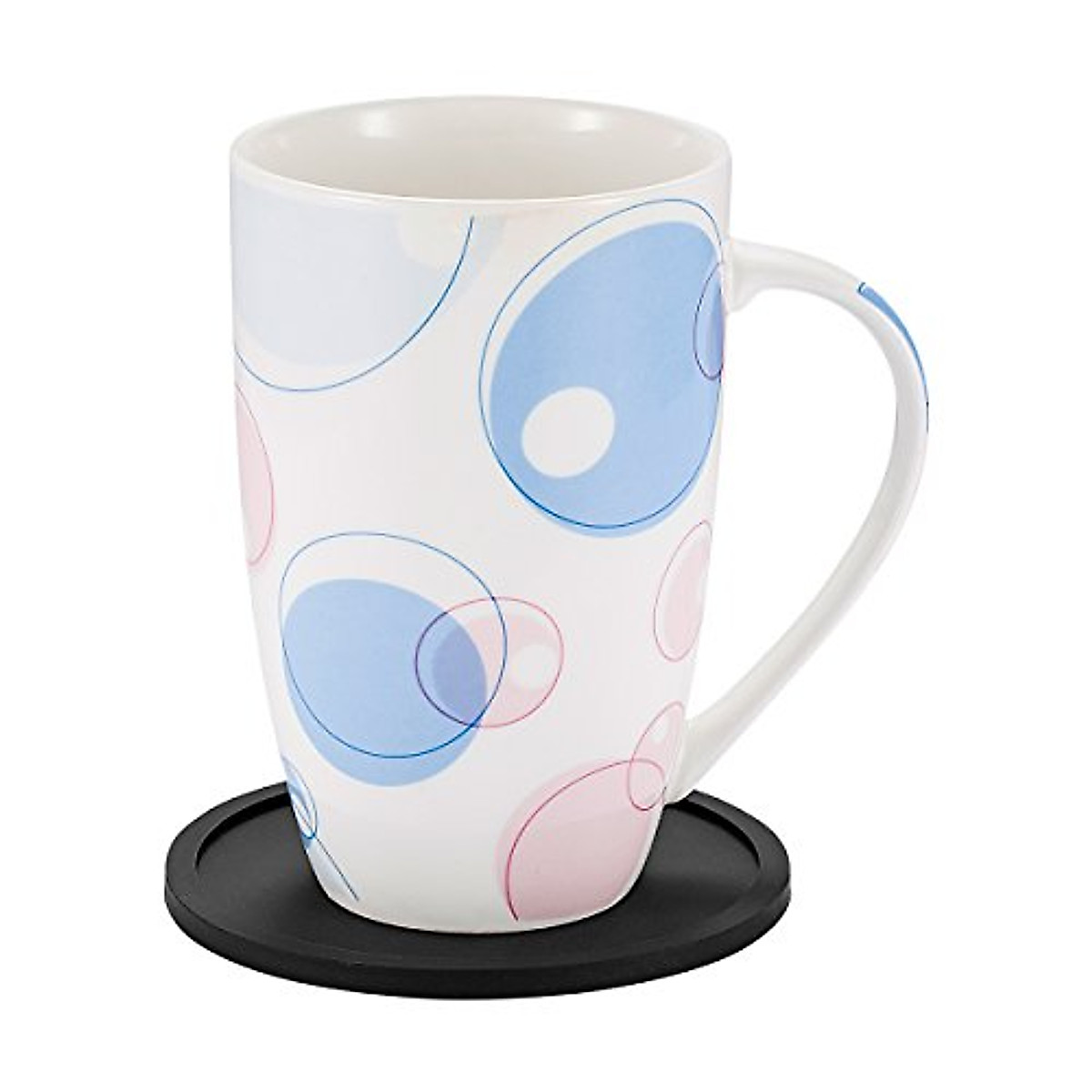 UTRO Silicone Drink Coasters Set of 8 - Non-Slip Round Soft Coaster Rubber Cup Pad Mat - Tabletop Protection – Easy to Clean - Black