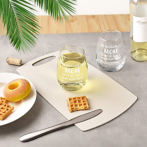 Modwnfy Funny Gift for Mom, Mother's Day Wine Glass, Best Mommy Stemless Wine Glass, Mothers Day Gifts for Mom New Mom Mother Mama Women Wife, Daughter Gifts from Mom On Baby Shower, 15 Oz