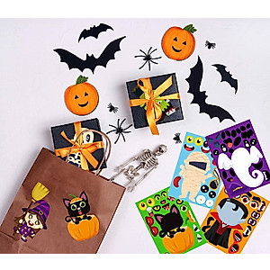 Halloween Stickers for Kids 32PCS Halloween Games for Kids Halloween Make a Face Stickers Jack-O-Lantern Sticker Cute Halloween Stickers Halloween Arts and Crafts for Kids