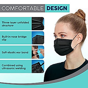 Hannah Linen Disposable Face Mask, 3-Ply Protection with Comfortable Nose Clip and Ear Loops for Adult Men, Women, and Teens