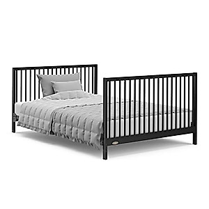 Graco Teddi 5-in-1 Convertible Crib with Drawer (Black) – GREENGUARD Gold Certified, Crib with Drawer Combo, Full-Size Nursery Storage Drawer, Converts to Toddler Bed, Daybed and Full-Size Bed