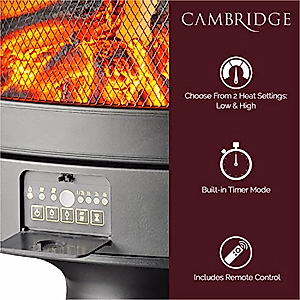 Cambridge 20 In. Free Standing Electric Fireplace, 1500W, with Realistic Log Display, and Adjustable Heater