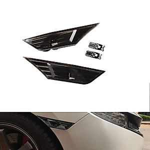 KURLTCAAU 2pcs JDM Turn Signal Lights Smoked Lens White Full LED Bulb Front Side Marker Light Compatible With 2016-2021 10th Gen Honda Civic Sedan Coupe Hatchback, Replace OEM Sidemarker Lamps