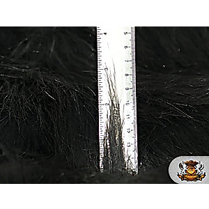 Faux Fur Long Pile Sparkling Tinsel Black Fabric / 58" W/Sold by The Yard
