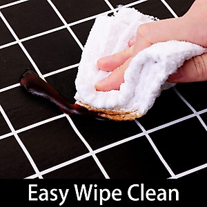 Spotjoy Rectangle Vinyl Table Cloth, Elastic Fitted Flannel Backed Plastic Table Covers for 6 Foot Folding Tables, Waterproof for Picnic, Camping, Indoor and Outdoor (Black, 30 x 72 inch)