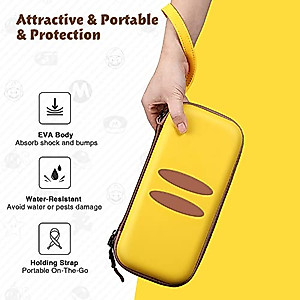 KENOBEE Carry Case for Nintendo Switch OLED Model 2021/Switch 2017, Portable Hard Shell Shockproof Cover Storage Travel Bag with 10 Game Cartridge Holder, Inner Pocket for Console & Accessorie, Yellow