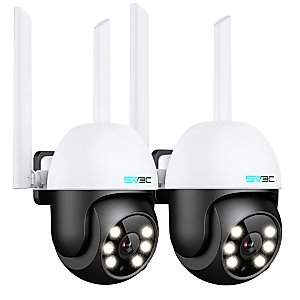SV3C 2 Pack PTZ Security Camera Outdoor, 1080P Pan Tilt WiFi IP Camera, Auto Tracking 360 Camera, ONVIF, Color Night Vision, 2-Way Audio, Human Motion Detection, Waterproof, 24/7 Recording, Camhipro
