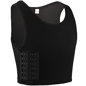 XUJI FTM Transgender Chest Binder Tank Top (B, L) Black