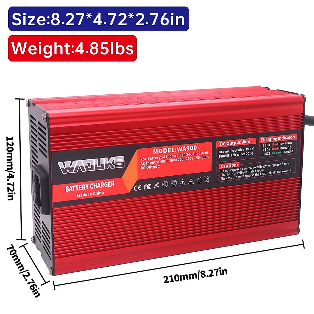 36V 15A Golf Cart Battery Charger with Crows Foot Plug for EZGO Club Car Yamaha