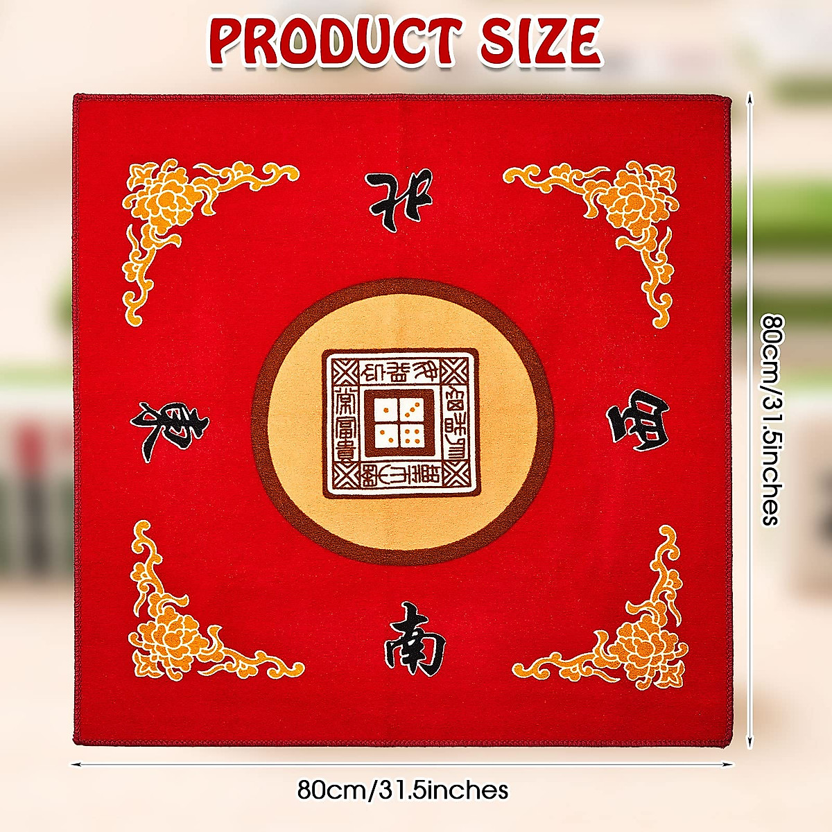 Juexica Mahjong Mat with Bag, Anti Slip Noise Reduction Table Cover Board Game Mat Mahjong Table Mat Mahjong Accessories Tablecloth Mahjong Paigow Poker Cards (Red)