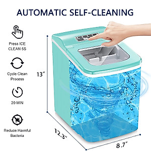 Joy Pebble Portable Ice Makers Countertop,26lbs Bullet Ice Cube in 24H,9 Cubes Ready in 6-8 Minutes,2 Ice Sizes(S/L),Portable Ice Machine for Home/Office/Bar (Green) JP-JP-Z5878