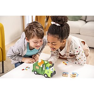 Goliath Trash Stash Game - Fill Trashcan, Watch It Dump Into Garbage Truck Or Truck Chucks It Up - No Reading Required, Ages 4 and Up, 2-4 Players , Green