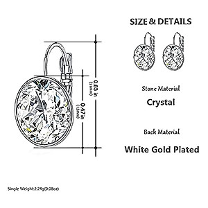 Crystals Elements Bella Drop Earrings Round for Women 18K White Gold Plated Hypoallergenic Earrings Jewelry White Crystals