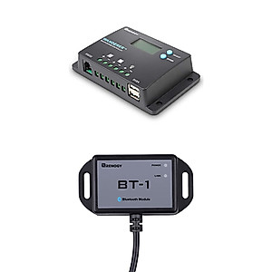Bundle of Renogy 10 Amp 12V/24V PWM Negative Ground Solar Charge Controller + Renogy Bluetooth Module RJ12 Communication Port Compatible Rover/Wanderer/Adventurer Charge Controllers