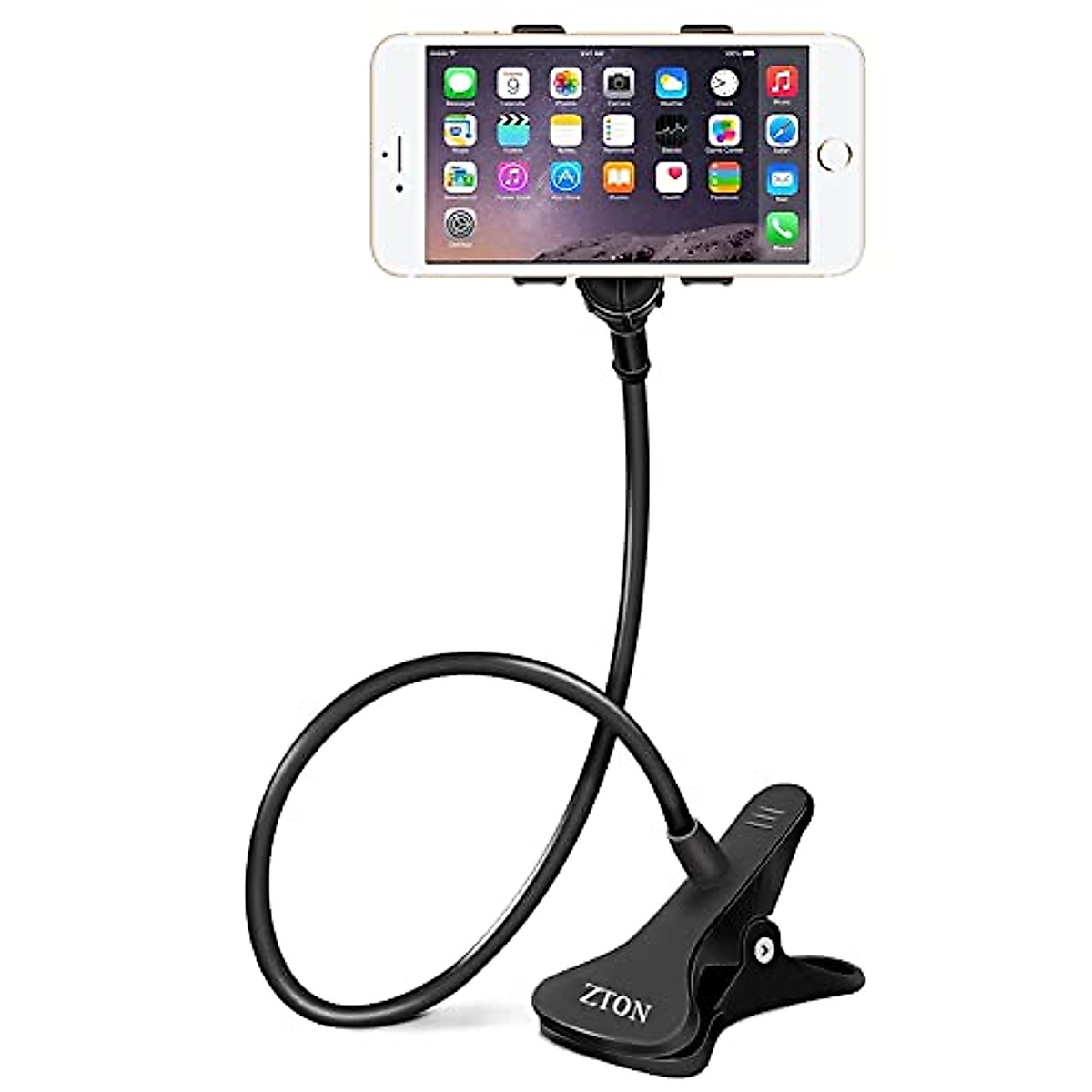 ZTON Cell Phone Holder, Universal Mobile Phone Stand, Lazy Bracket, Flexible Long Arms Clip Mount for iPhone, LG etc. in Office Bedroom Desktop (Black)
