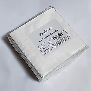 2 Ply White Lunch Napkins Disposable Four Fold Luncheon Paper Napkins 12.9" X 12.9" unfolded 100 Count every day use RosyDecor