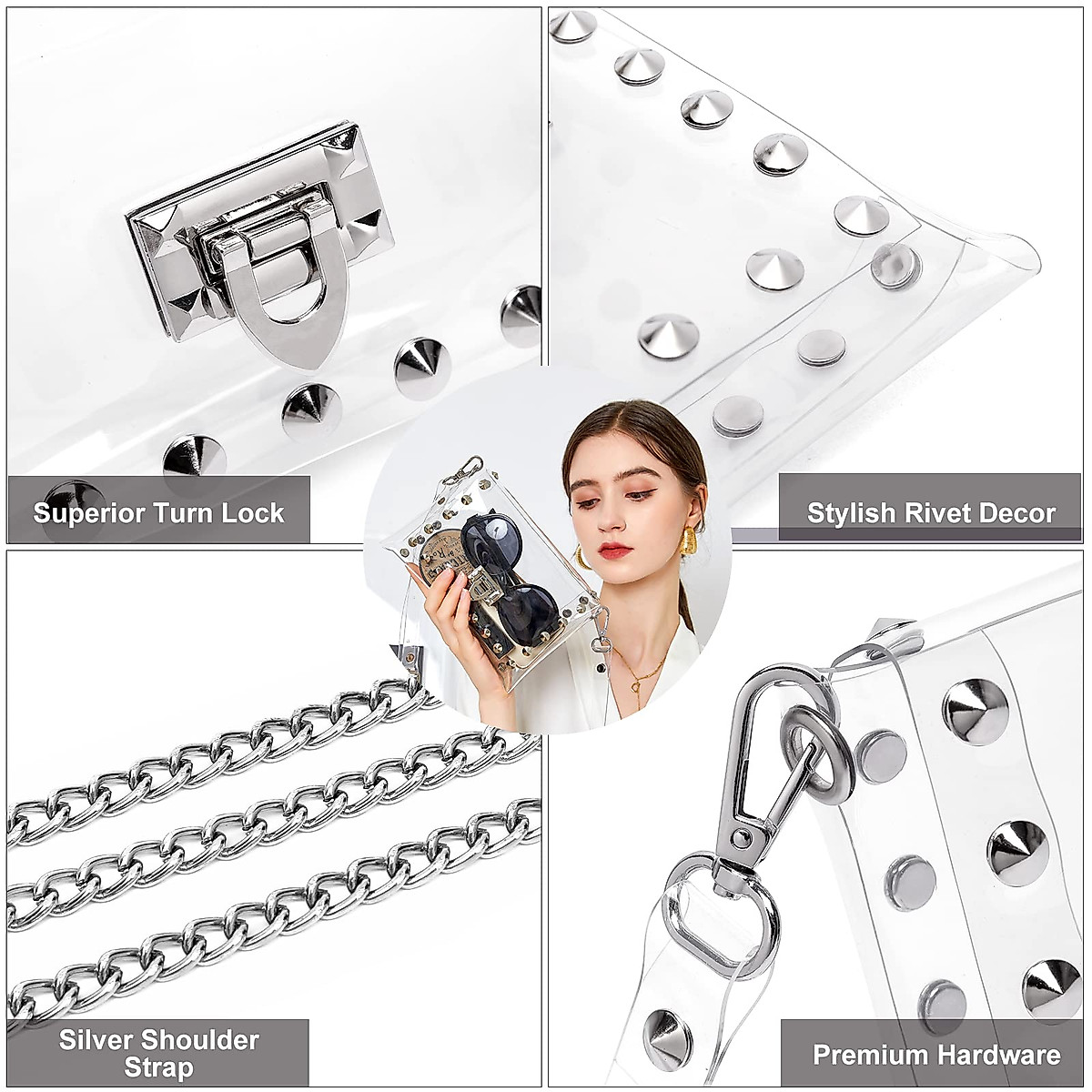 MOETYANG Clear Purse Stadium Approved for Women, Small Clear Crossbody Bag Fashion, Cute See Through Clutch Mini Shoulder Bag