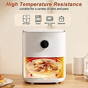 Macood Air Fryer Parchment Paper 6.3 Inch 100 PCS Oil-proof, Water-proof, Non-stick Non-stick Unbleached Food Grade Paper for Air Fryers/Baking/Cooking/Steaming Basket(Brown)