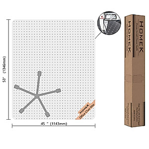 HOMEK Chair Mat for Carpeted Floors, 53” x 45” Transparent Office Chair Mat for Low Pile Carpet, Sturdy Floor Mat for Office Chairs