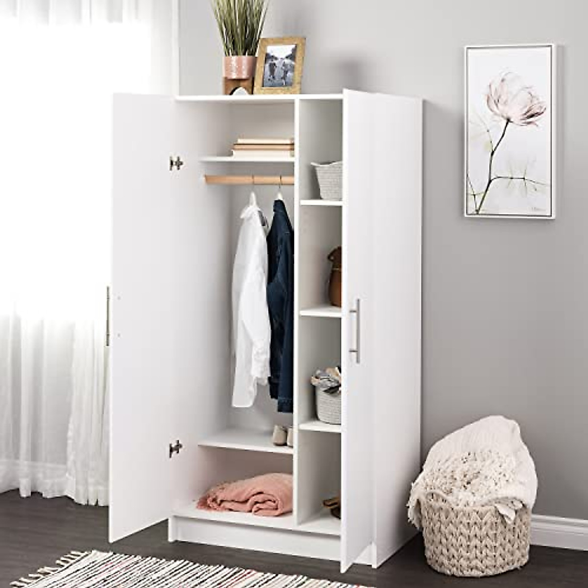 Prepac Elite Wardrobe with Storage, White