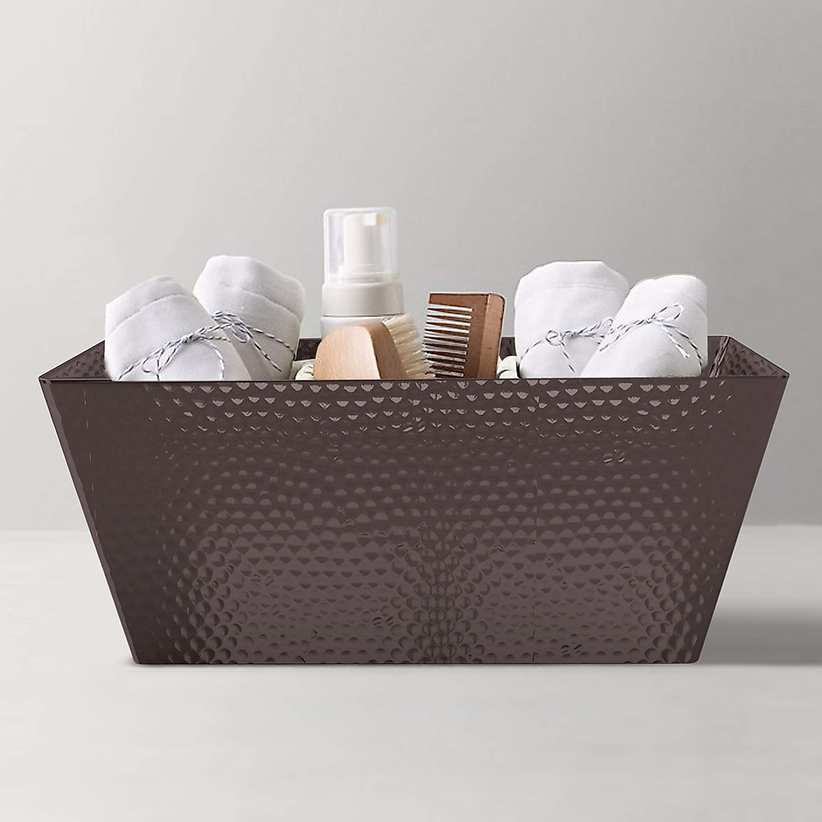 nu steel Oil Rubbed Bronze nusteel Hammered Metal Toilet Tank Tray, Bathroom Countertop Bin, Multipurpose Vanity, Cosmetics Organizer, Perfume Jewelry Makeup